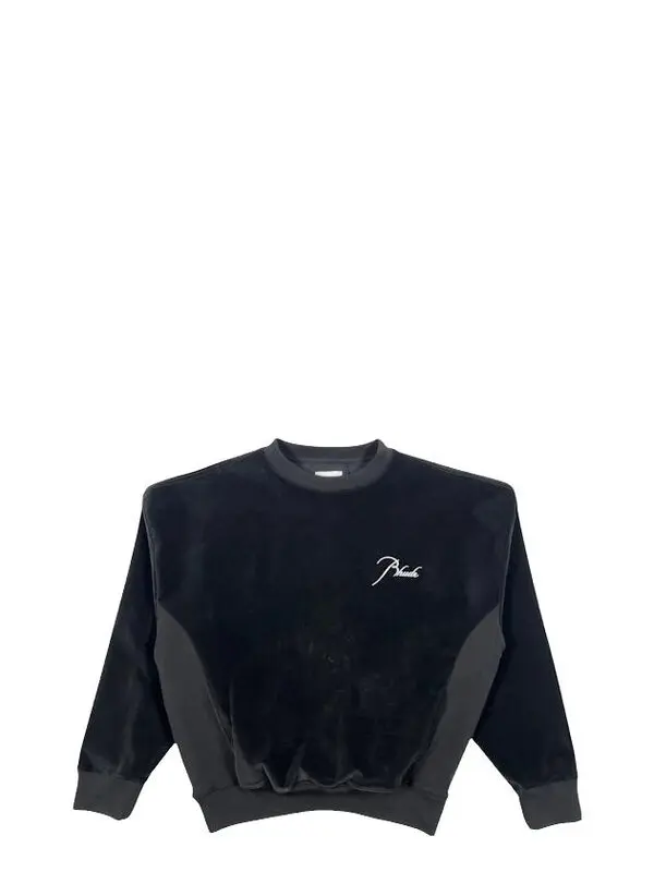 Rhude Velour Classique Crewneck Sweatshirt - Black/white