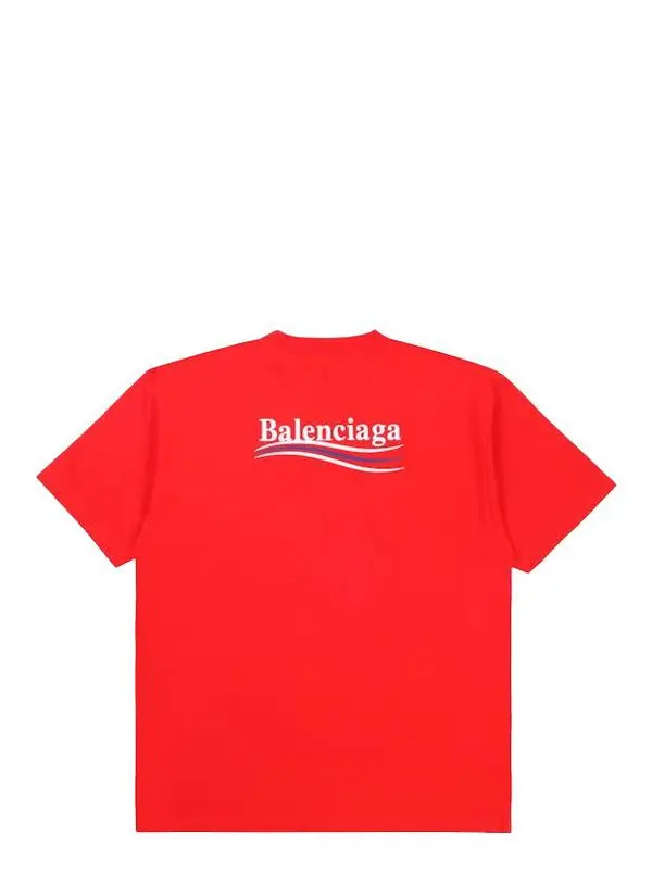 Balenciaga Political Campaign Embroide Logo Tee Shirt - Red