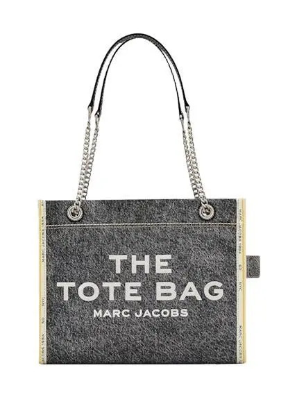 Marc Jacobs The Denim Chain Medium Tote Bag - Black Wash