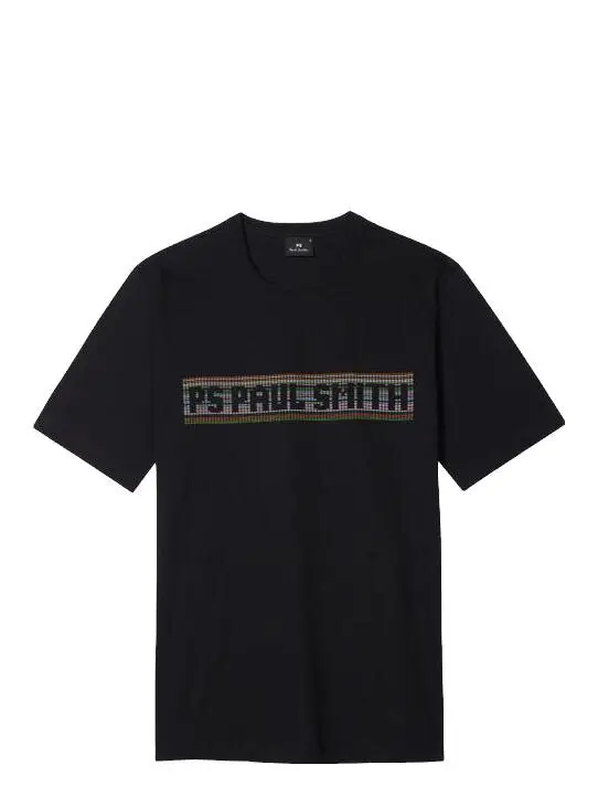Paul Smith Stitch Stripe Logo' Print T-shirt - Black