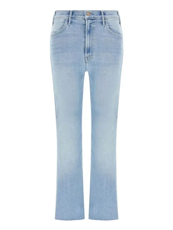 MOTHER The Hustler Ankle Fray Denim Jeans - Sky Blue