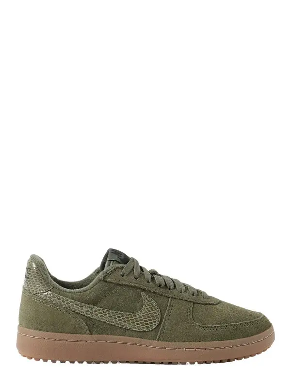 Nike Field General Snake-effect Leather-trimmed Suede Sneakers - Green