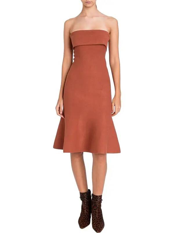 TWINSET Strapless Dress - Rust