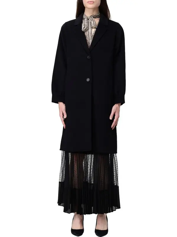 TWINSET Tie Detailed Coat - Black