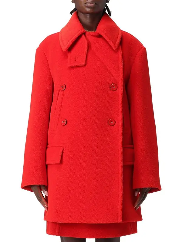 JIL SANDER Double-breasted Coat - Red