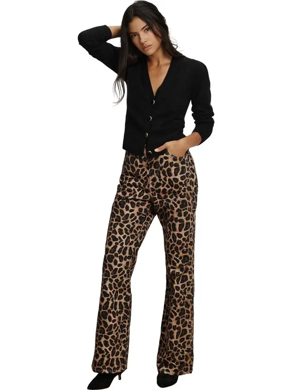 Veronica Beard Taylor Leopard Wide-leg Jean - Washed Leopard