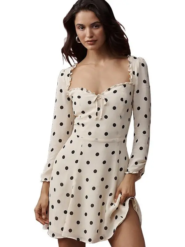 REFORMATION Remi Sweetheart Mini Dress - Sundae Dot