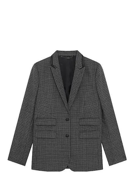 The Kooples Checked Single-breasted Wool Blazer - Black