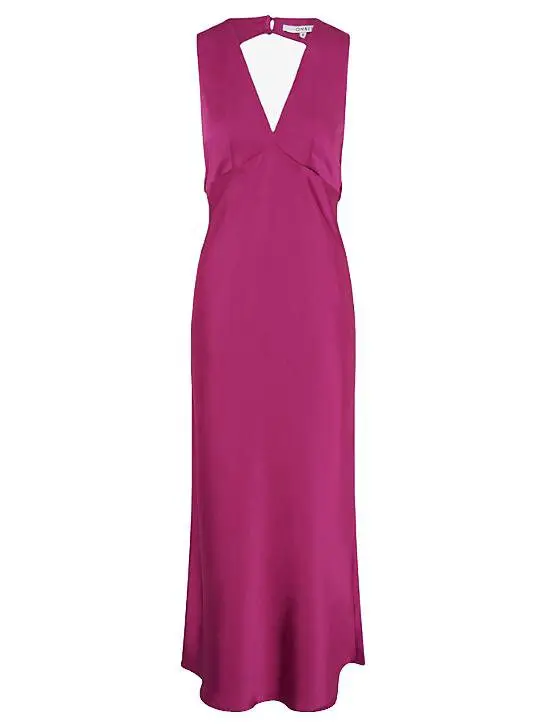 OMNES Nova Tie-back Satin Maxi Dress - Magenta