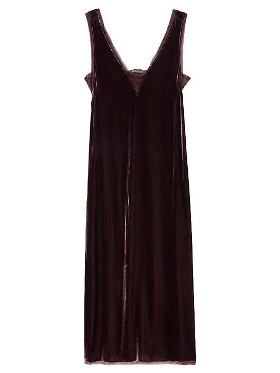 Zadig&Voltaire Renzo V-neck Silk And Velvet-blend Midi Dress - Black