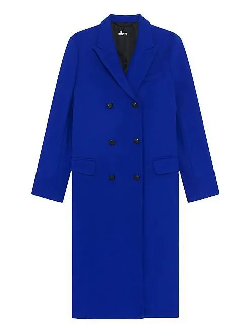 The Kooples Peak-lapel Double-breasted Wool-blend Coat - Navy