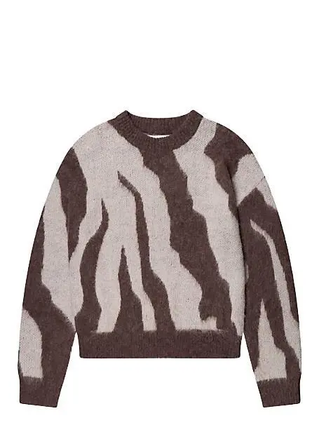 RO&ZO Zebra Brushed-knit Alpaca And Wool-blend Jumper - Brown