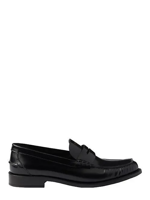 Prada Brushed Leather Loafers - Black