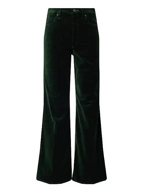 Good American Good Waist Palazzo Velvet Trousers - Pine Green003
