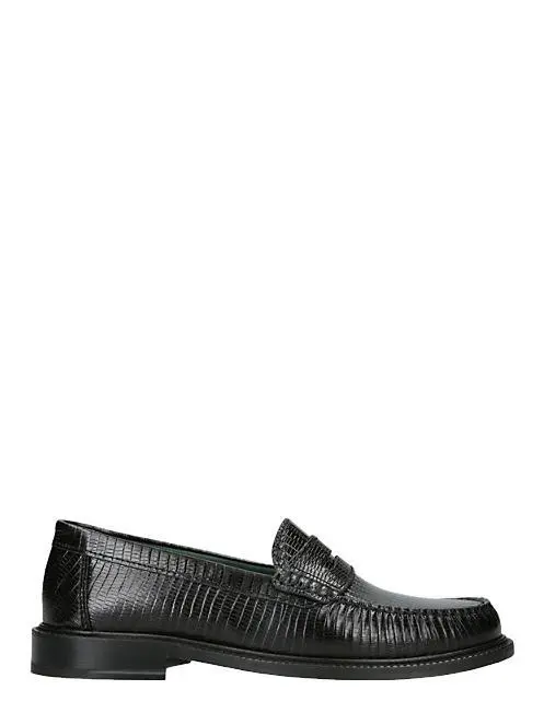 VINNY'S Yardee Moccasin Leather Loafers - Black