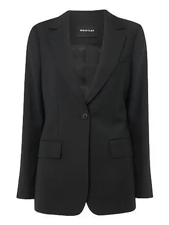 Whistles Notch-lapel Single-breasted Wool-blend Blazer - Black