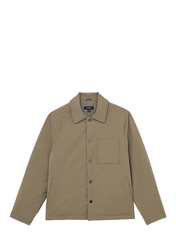 REISS Parker Patch-pocket Stretch-nylon Overshirt - Olive Green