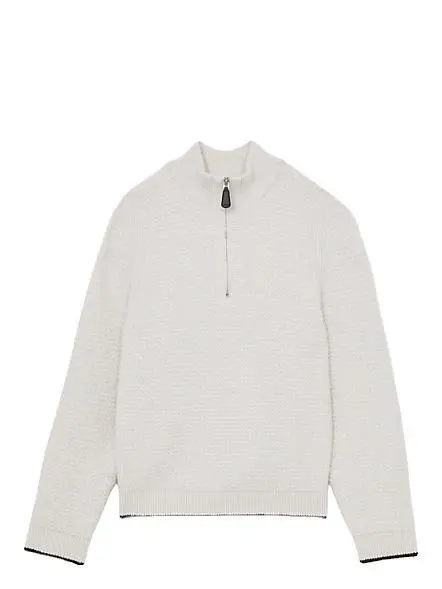 REISS Stockdale Half-zip Wool-blend Jumper - Winter White