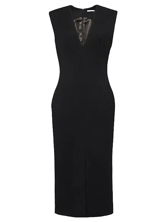 Givenchy Sleeveless Stretch-wool Blend Midi Dress - Black
