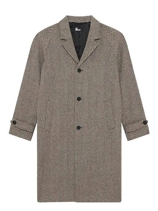 The Kooples Herringbone Wool Coat - Brown Chevron