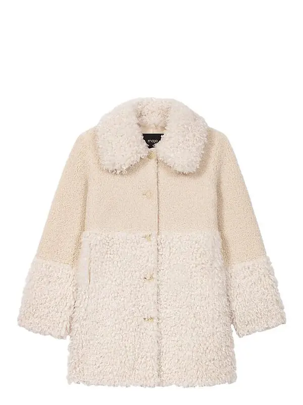 Maje Long Collared Faux-fur Coat - Ecru