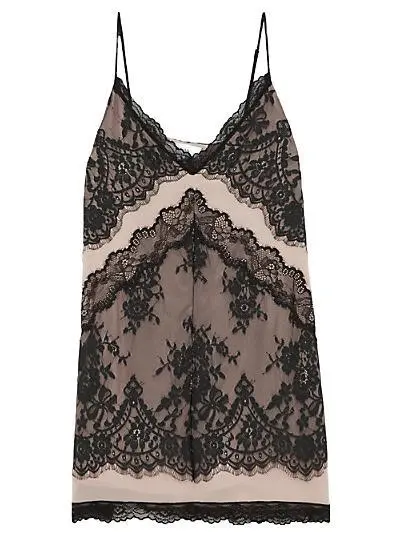 REISS Lace-embroidered Mini Dress - Pale Pink Black