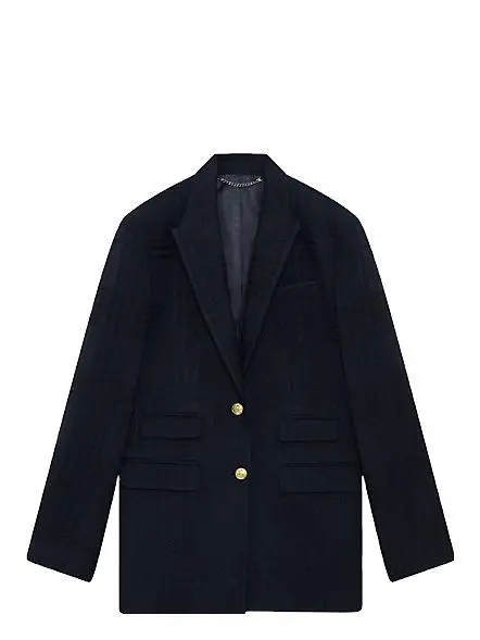 The Kooples Checked Single-breasted Wool Jacket - Navy