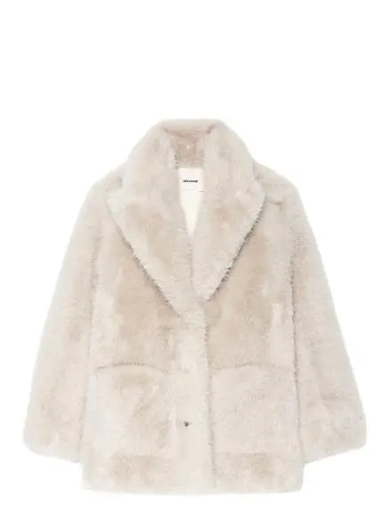 Zadig&Voltaire Fleur Classic-collar Faux-fur Coat - Ecru