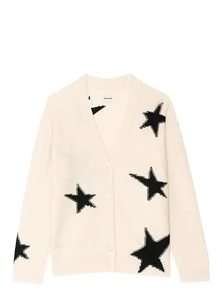 Zadig&Voltaire Mirkaz Star-motif Cashmere Cardigan - Ecru