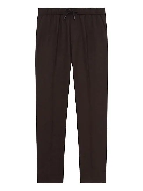 The Kooples Straight-leg Stretch Wool-blend Trousers - Brown