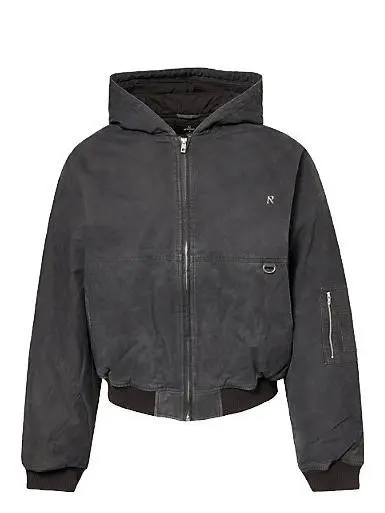 REPRESENT Hooded Padded Stretch-cotton Jacket - Washed Black