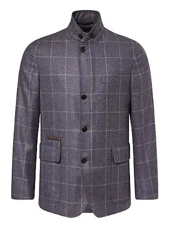 Dunhill Windowpane Checked Wool-cashmere Blend Jacket - Heather Lilac