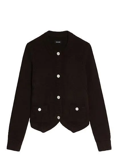 Zadig&Voltaire Westia Knitted Cashmere Cardigan - Dark Chocolate