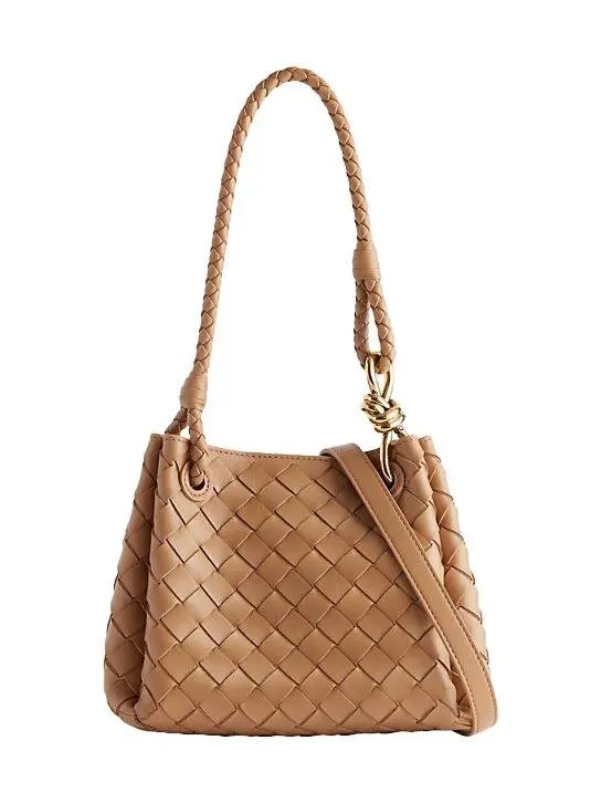 Bottega Veneta Parachute Mini Leather Shoulder Bag - Biscuit-m Brass