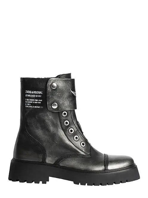 Zadig&Voltaire Joe Fast Brush-off Leather Ankle Boots - Black