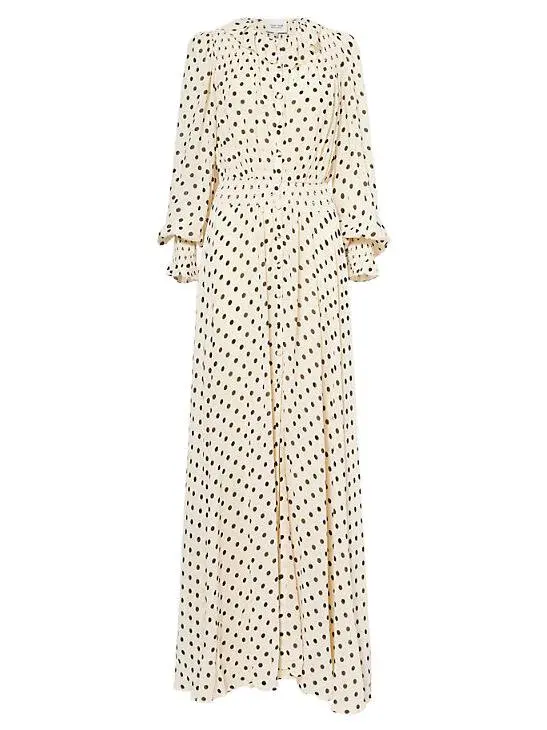 REFORMATION X Nara Smith Ruffle Polka-dot Woven Midi Dress - Sugar Dot