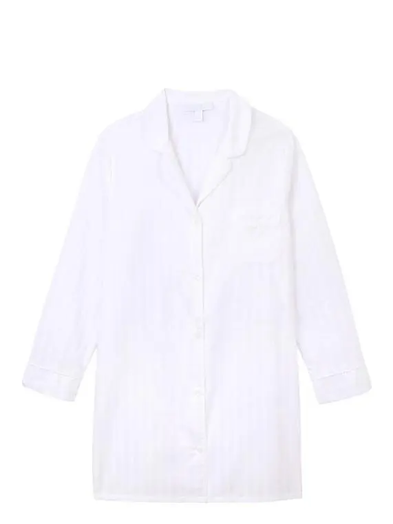 THE WHITE COMPANY Classic Cotton Sateen Stripe Nightshirt - White