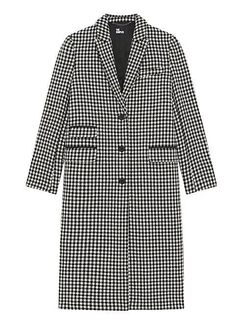The Kooples Houndstooth Wool-blend Coat - Black White