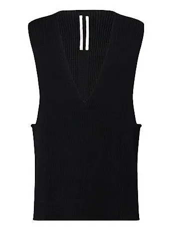 Rick Owens V-neck Wool Knitted Top - Black