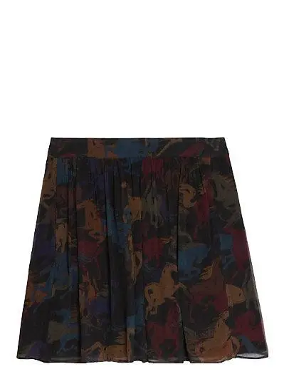 Zadig&Voltaire Jadys Horse-print Woven Mini Skirt - Dark Chocolate