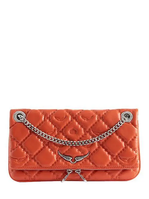 Zadig&Voltaire Rock Ii Quilted Leather Clutch - Flame