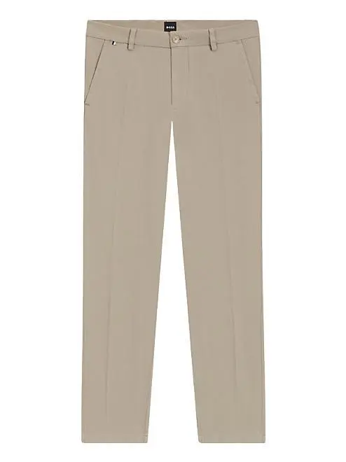 BOSS Slim-fit Straight-leg Stretch-cotton Trousers - Open Beige