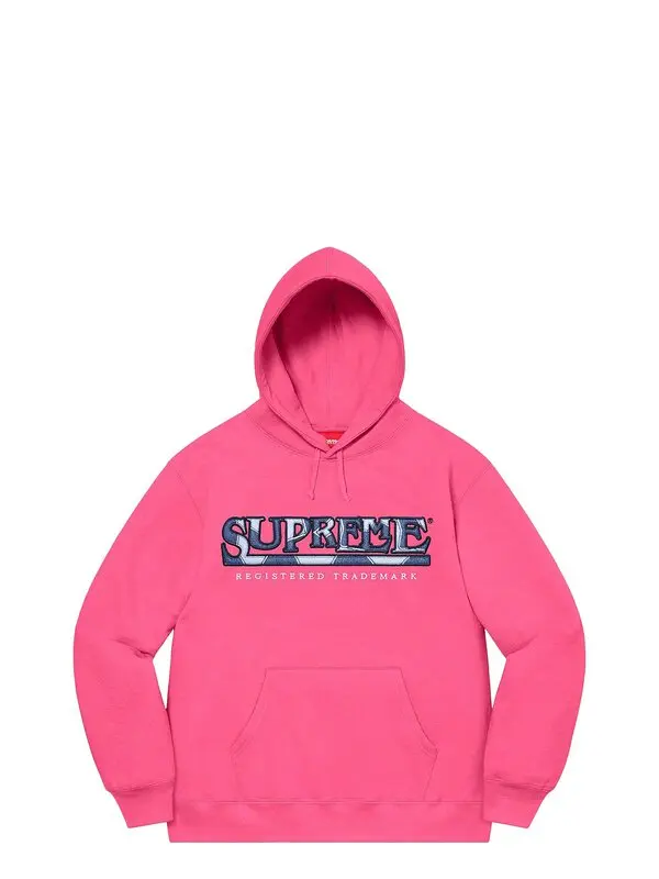 Supreme Denim Logo Hooded Sweatshirt - Pink