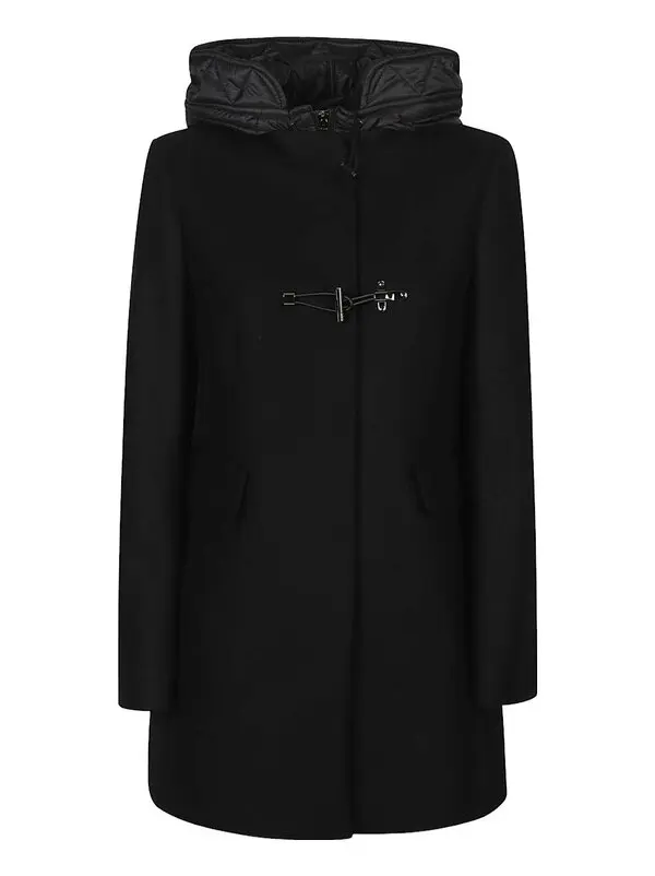 FAY Double Front Toggle Coat - Black