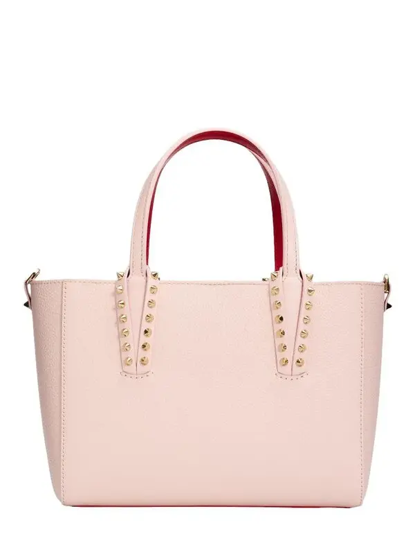 CHRISTIAN LOUBOUTIN Cabata Mini Leather Tote Bag With Spikes - Poupee