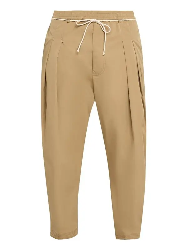 MORDECAI Double-pleated Tapered Drawstring Pants - Caramel