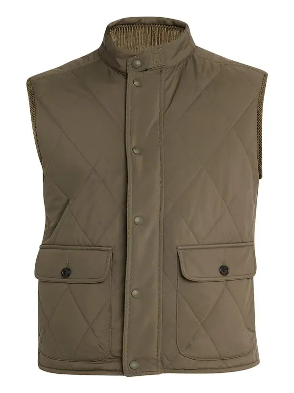 Ralph Lauren Superfine Nylon Snap-front Quilted Vest - Olive