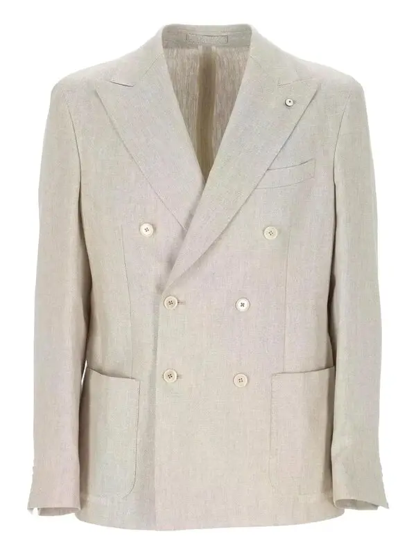 L.B.M. 1911 Double-breasted Linen Blazer - Neutrals