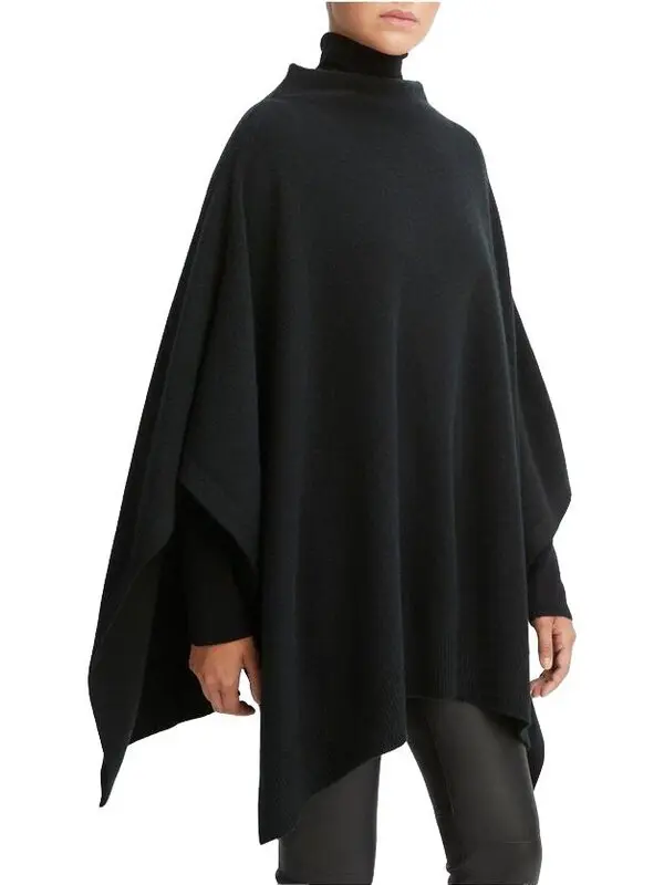 Vince Merino Wool-cashmere Funnel-neck Poncho - Black
