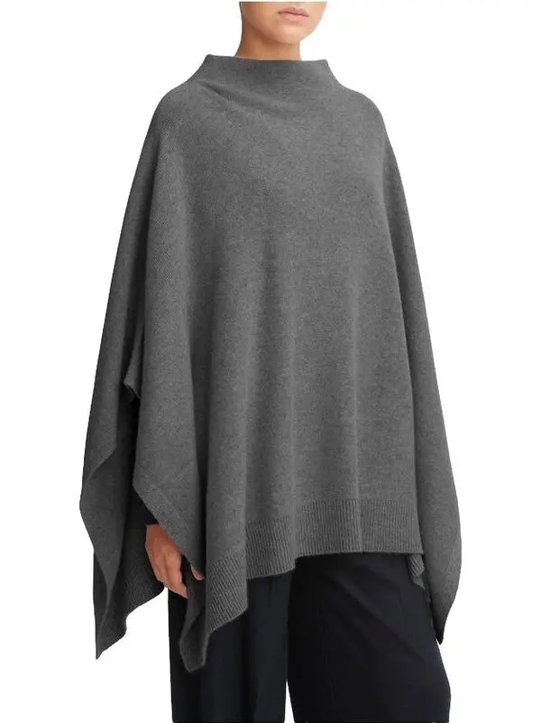 Vince Merino Wool-cashmere Funnel-neck Poncho - Gray